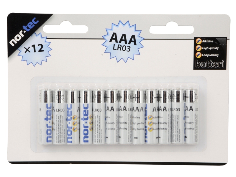 Batteri, Alkaline AAA - 12 stk - Matronics