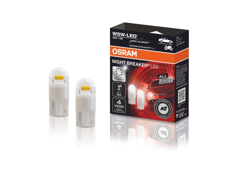 W5W Osram Night Breaker LED kit, 2 pack, E-godkendt - Matronics