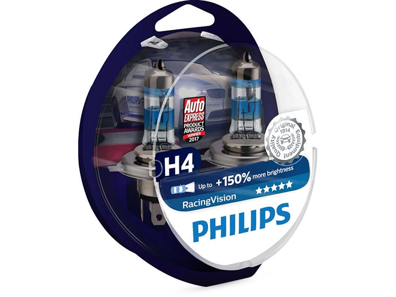 Philips Racing Vision H4 12V + 150% lys, 2 pack - Matronics